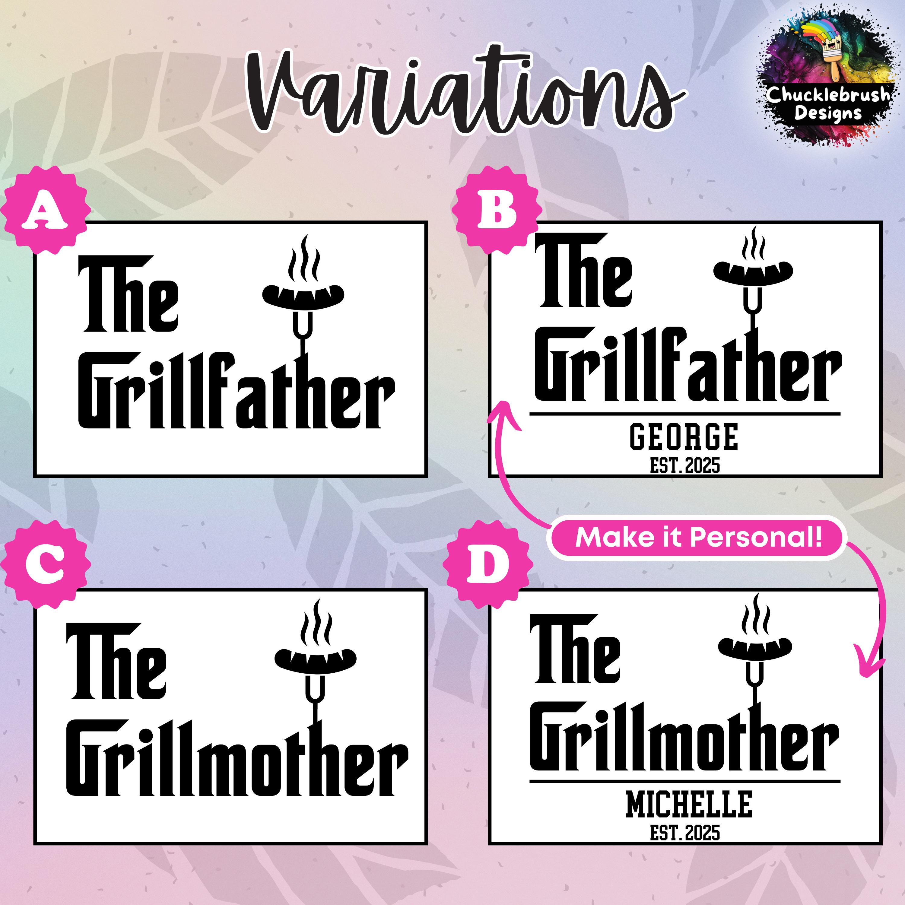 The Grillfather Funny Dad Husband Papa Birthday Gift Custom Cutting ...