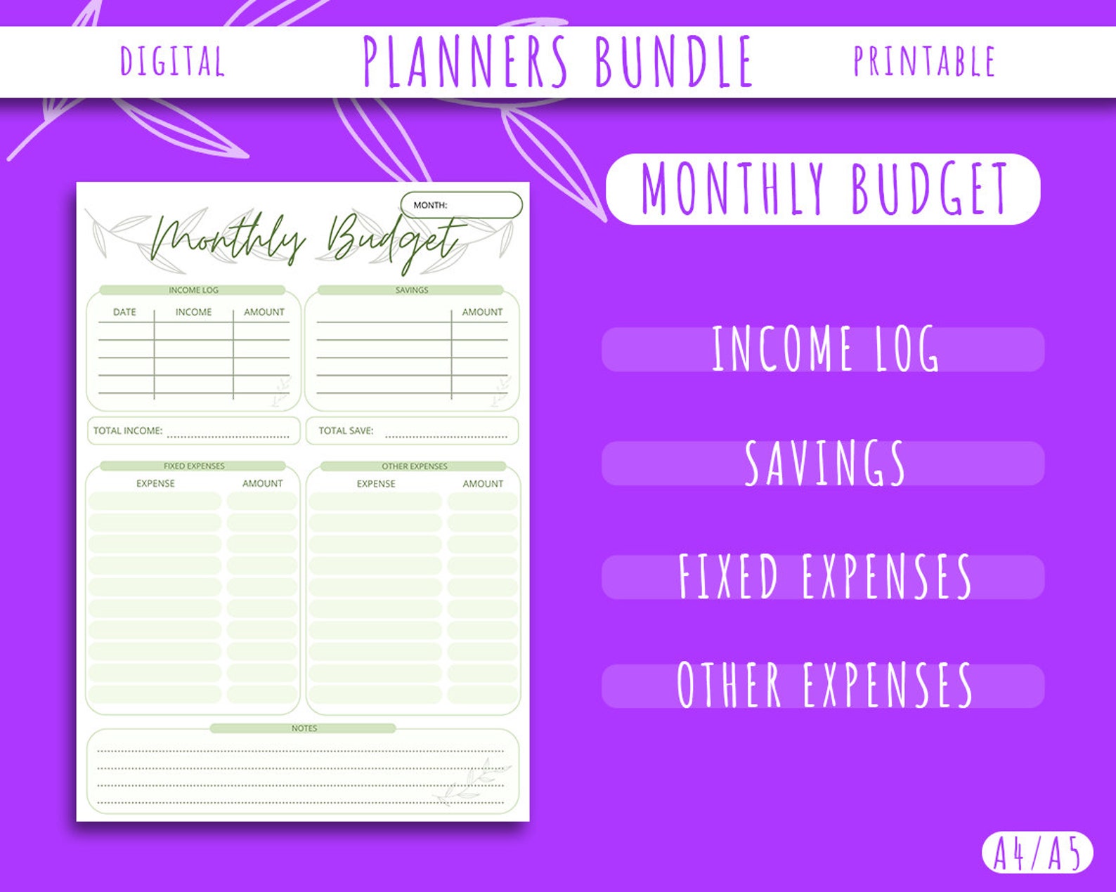 DIGITAL PLANNERS BUNDLE Printable Daily Weekly Monthly Weekly Meal Prep ...