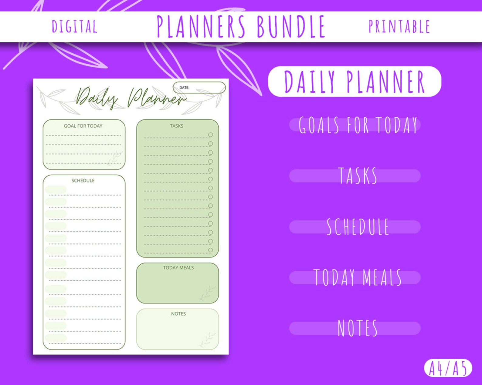 DIGITAL PLANNERS BUNDLE Printable Daily Weekly Monthly Weekly Meal Prep ...