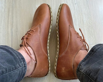 Men's 12 40s / 50s Algonquin Split Toe Brown Leather Chalk Men's 12 40s / 50s Algonquin Split Toe Brown Leather Chalk