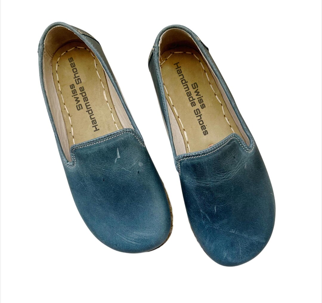 Mens Sky Blue Color Wide Toe Box Barefoot Shoes, All Natural Laether ...