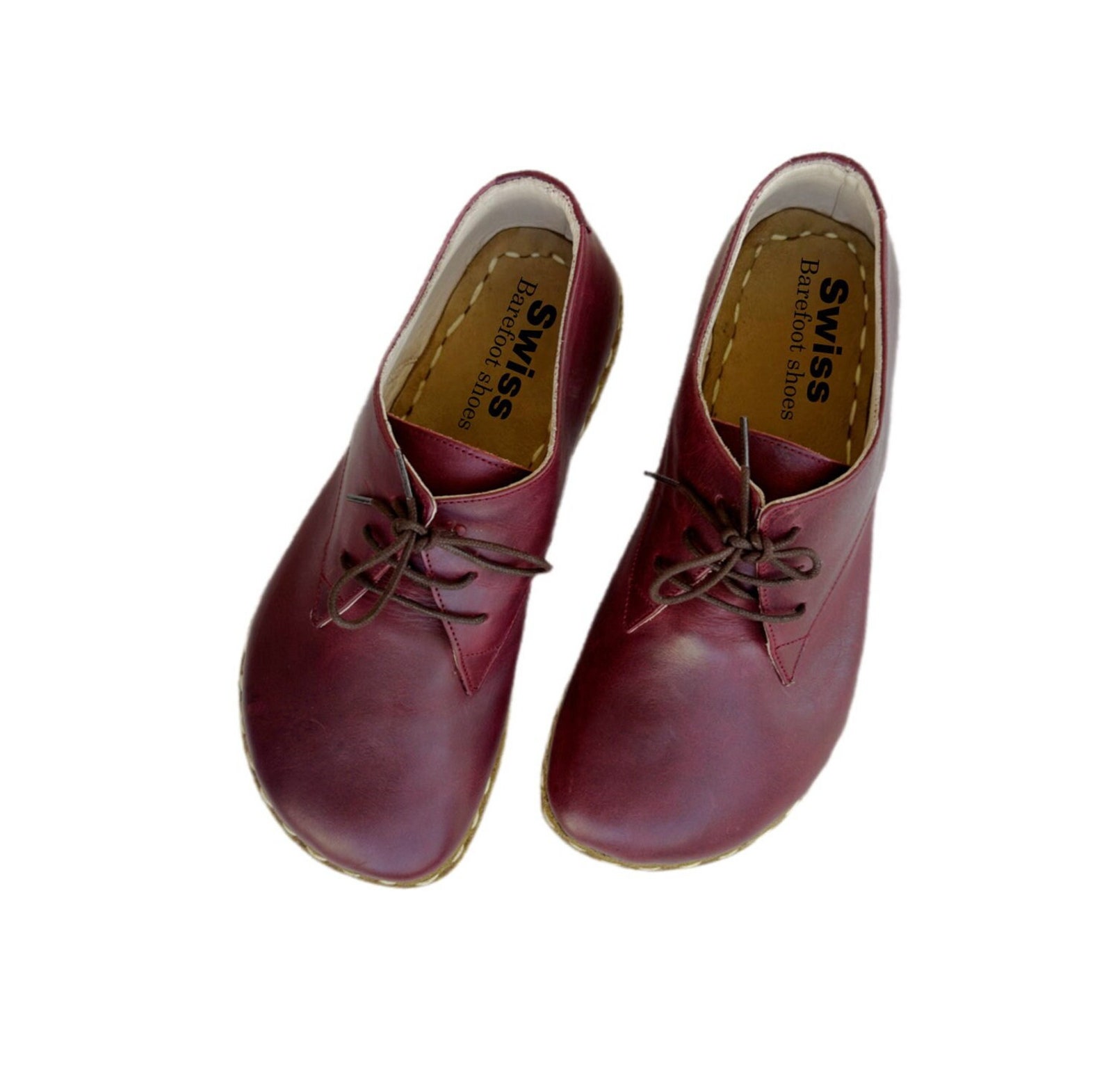 Womens Grounding Shoes Burgundy, Leather Wide Toe Box Barefoot Shoes ...