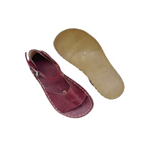 Women's Grounding Sandals | Burgundy Handmade Leather Womens Traveler ...