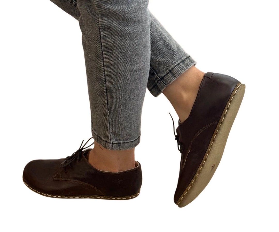 Womens Bitter Brown Grounding Shoes, Leather Sole, Barefoot Shoes Women ...