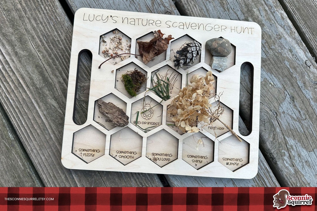 Nature Scavenger Hunt Board, Personalized Nature Hunt Tray, Montessori ...