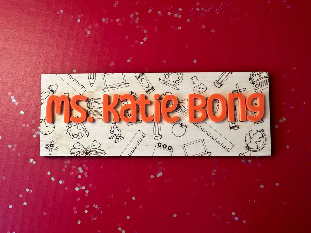 Personalized Teacher Name Plate: School Theme Desk Sign - Etsy