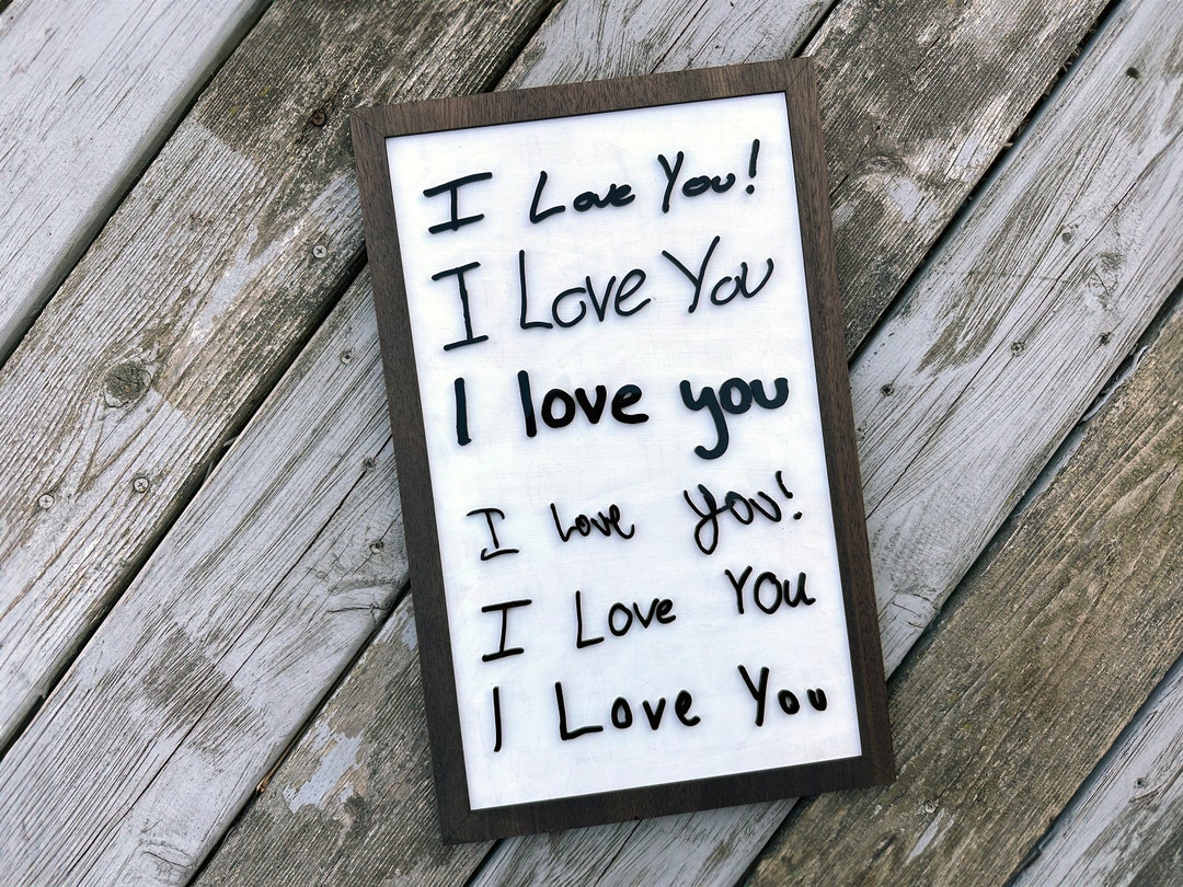I Love You Handwriting Sign | Handwriting Sign 3D With Wood and Acrylic ...