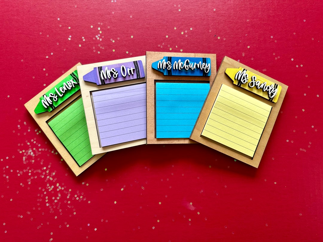 Personalized Crayon Sticky Note Holder | Teacher Appreciation Gift ...