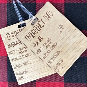 Emergency ID Tag for Kids | Emergency ID Backpack or Car Seat Tag - Etsy