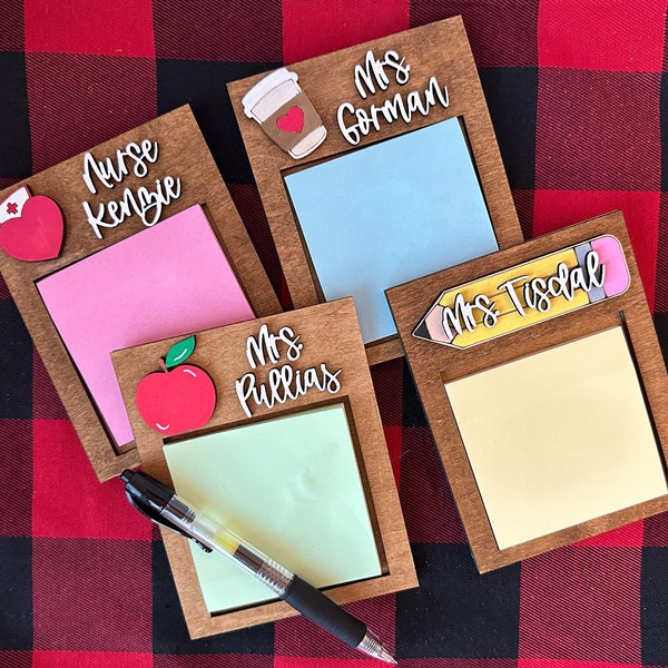 Personalized Teacher Gift, Personalized Sticky Note Holder for Teacher ...