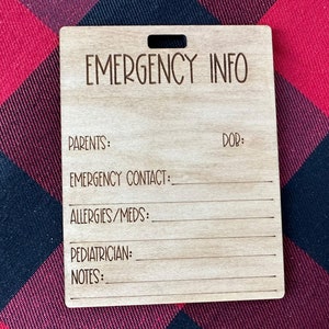 Emergency ID Tag for Kids | Emergency ID Backpack or Car Seat Tag - Etsy