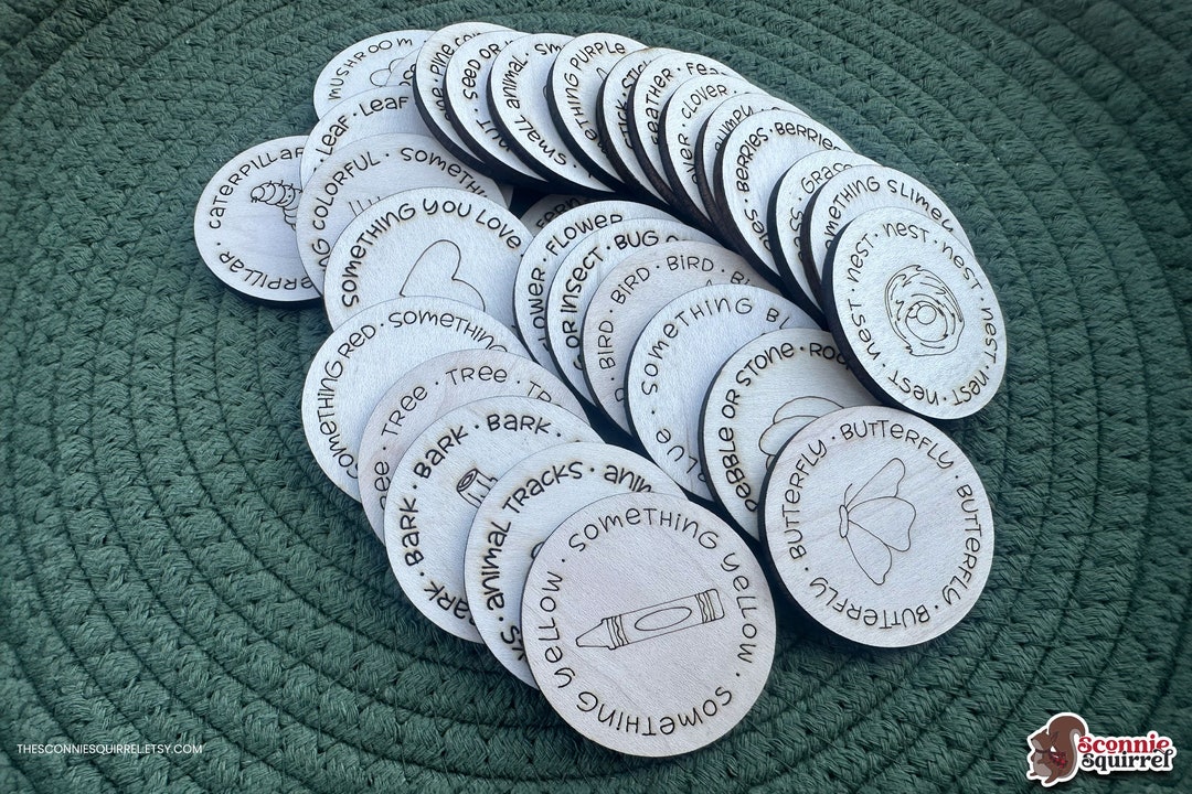 Nature Scavenger Hunt Tokens, Montessori Kids Activity, Nature ...