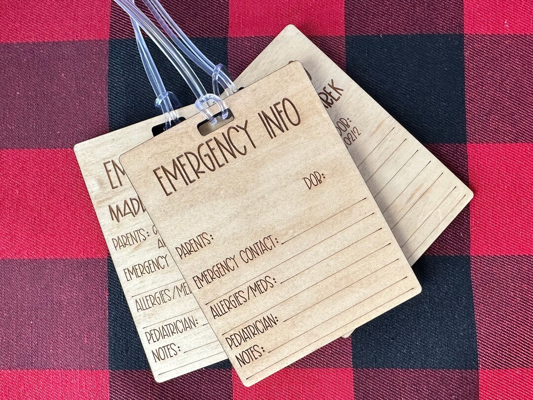 Emergency ID Tag for Kids | Emergency ID Backpack or Car Seat Tag - Etsy