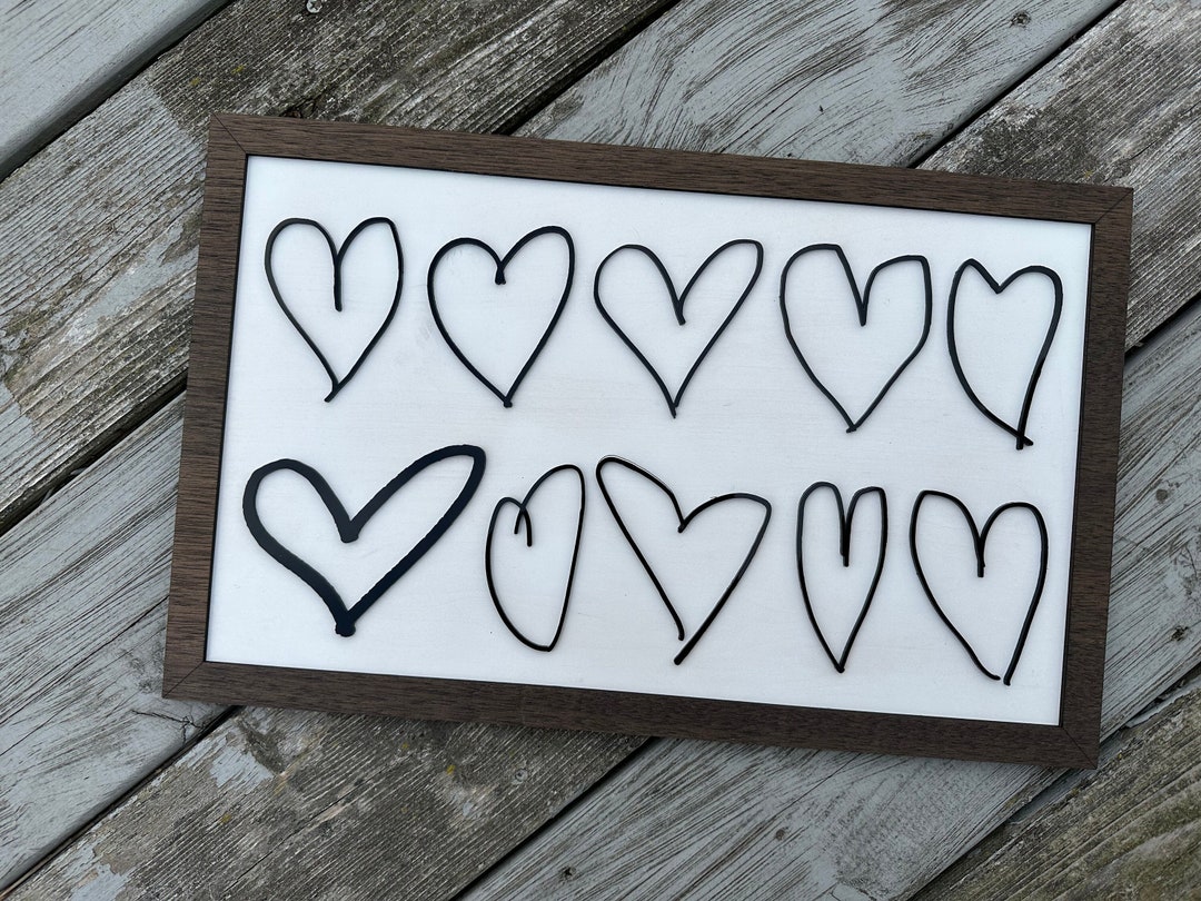 Family Member Heart Drawing Sign 3D Heart Drawing Personalized Gift for ...