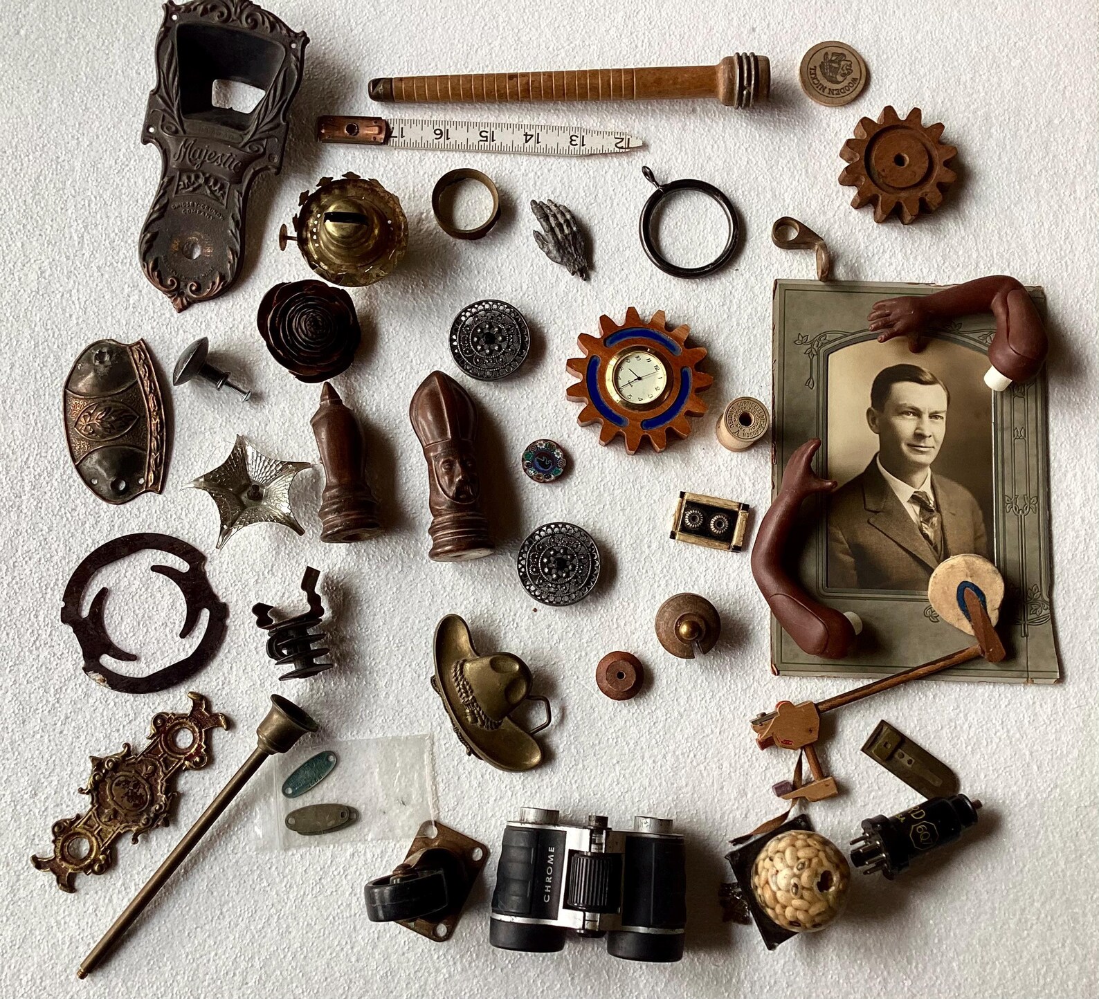 Found Objects Box Assemblage Mixed Media Shadow Box Art Vintage Display Junk Drawer Altered Art ...