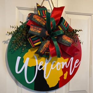 Black History/juneteenth Welcome Door Hanger. Red,black,yellow,and ...