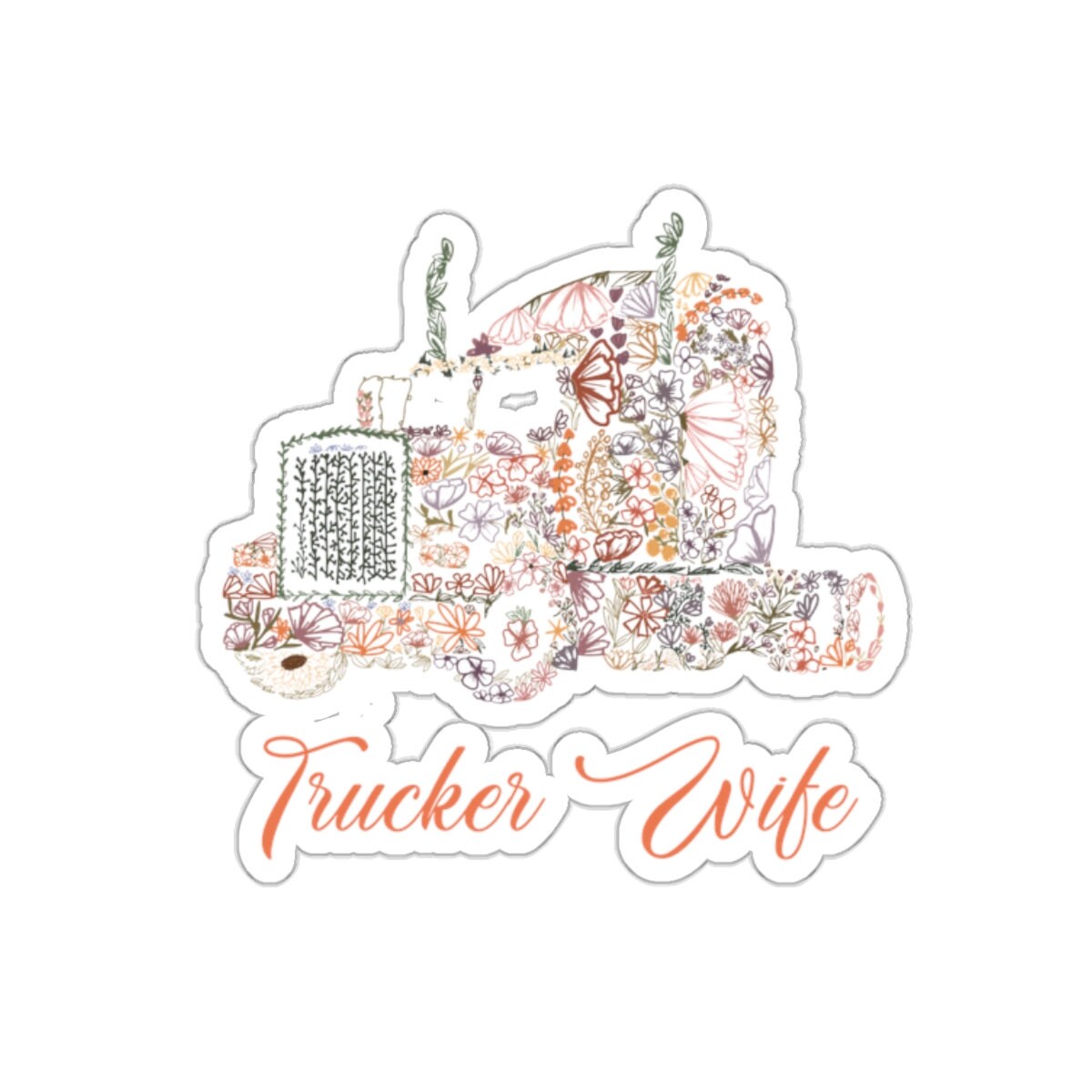 Trucker Wife Wildflower Semi Truck Sticker - Etsy