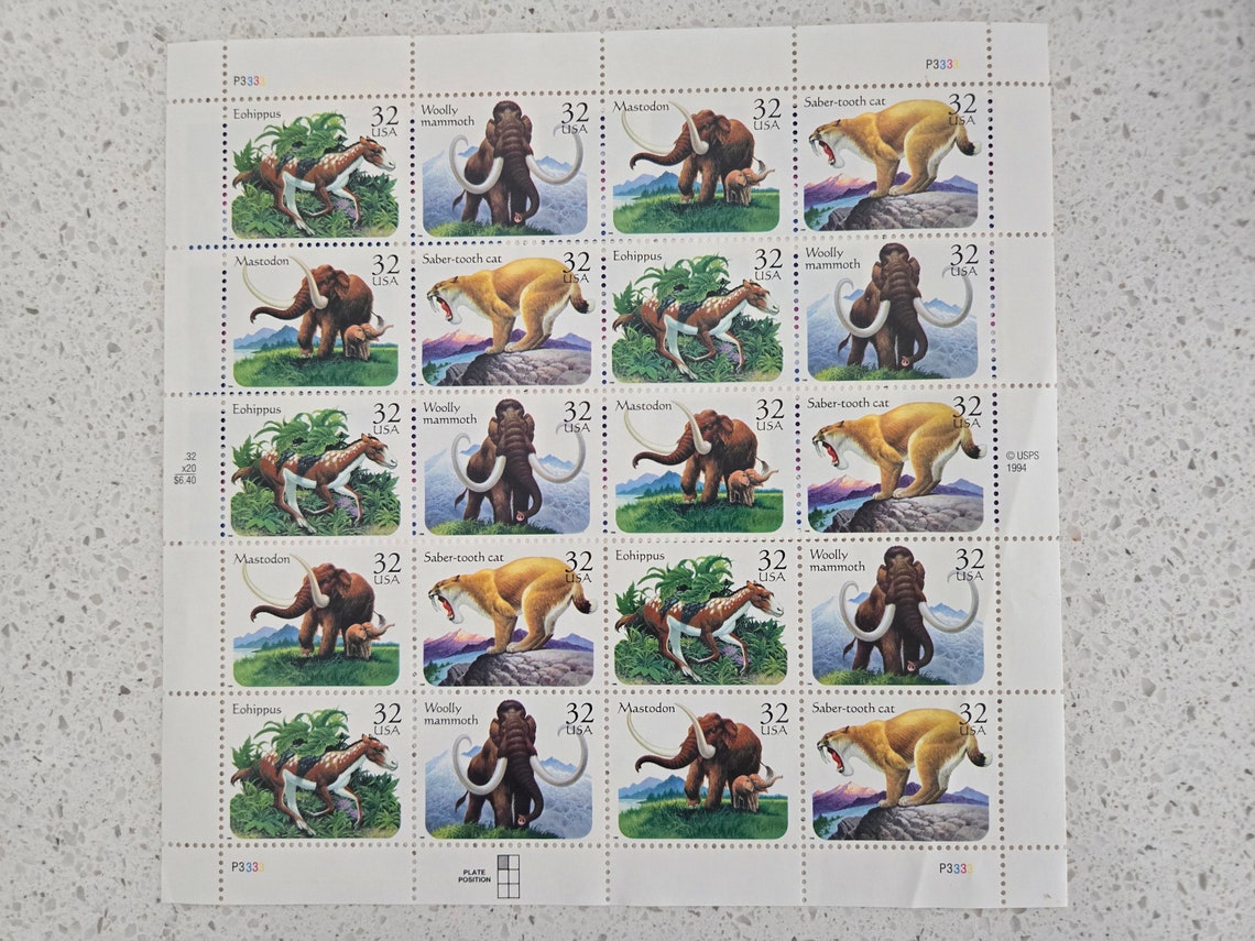 1996 Vintage Dinosaur Stamps - Etsy