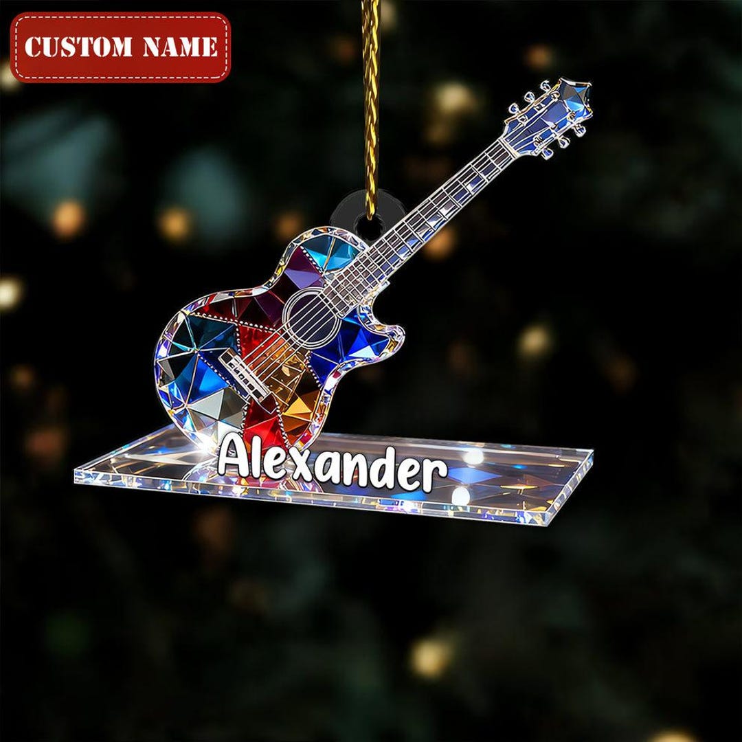 FREE GIFTBOX & CARD Personalized Guitar Ornament, Elegant Gift for ...