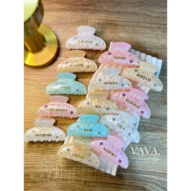 Personalized Custom Name With Daisy Hair Claw With Gift Box / Hair ...