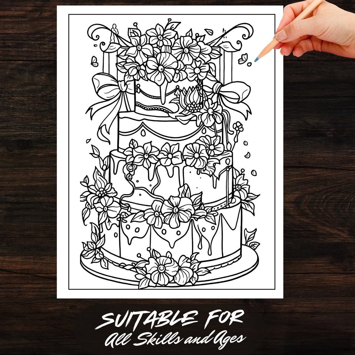 Classy Wedding Cakes Coloring Book: 50 Cake Decorations Printable ...