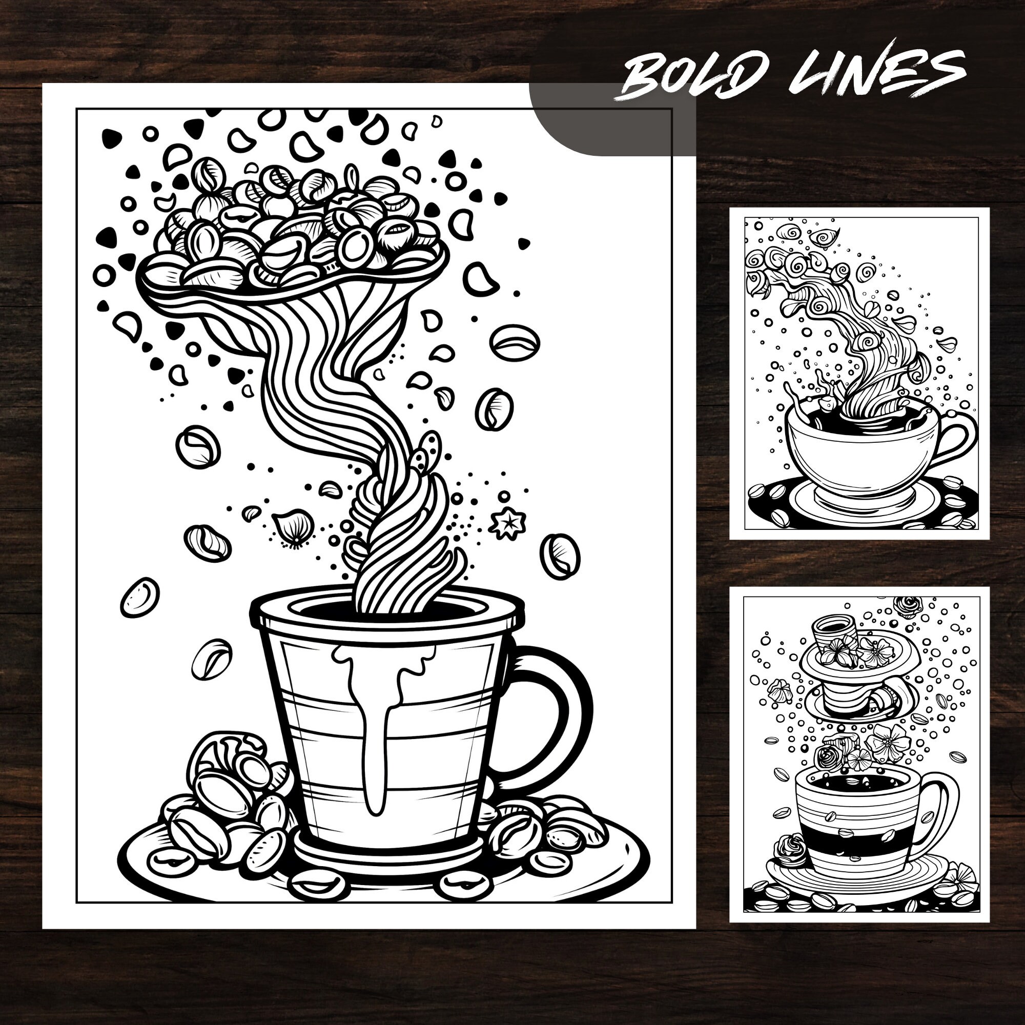 Coffee Break Coloring Book: 50 Coffee Coloring Pages as Printable PDF ...
