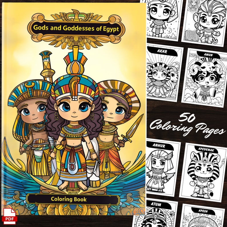 Egyptian Gods and Goddesses Chibi Characters Coloring Pages: 50 ...