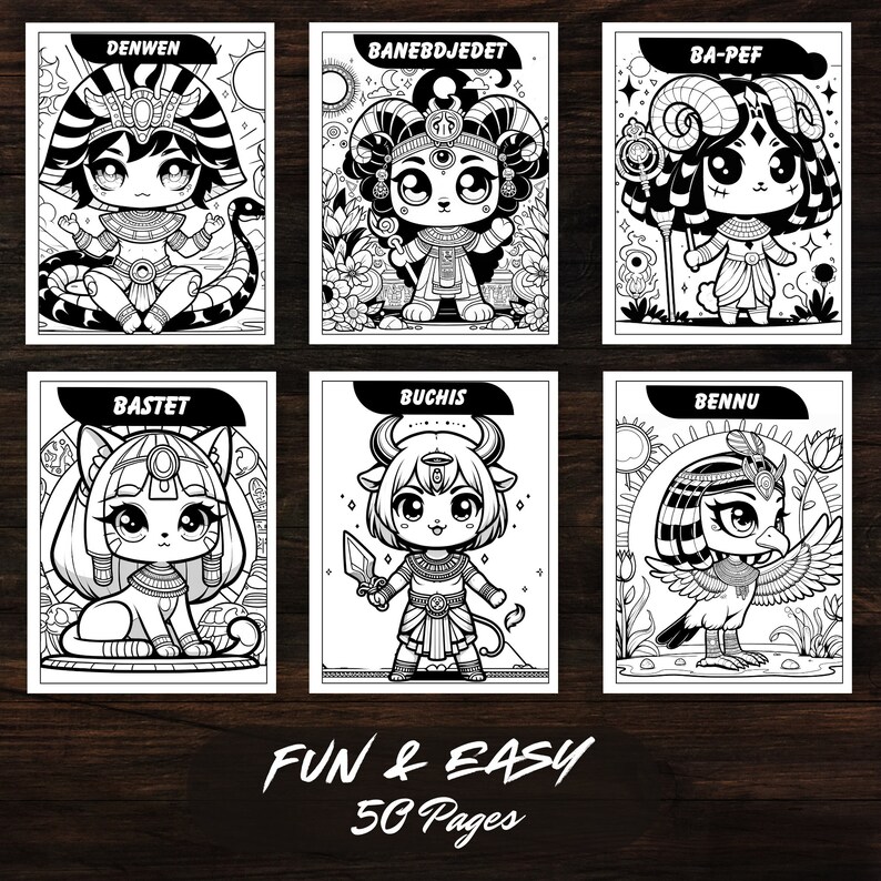 Egyptian Gods and Goddesses Chibi Characters Coloring Pages: 50 ...