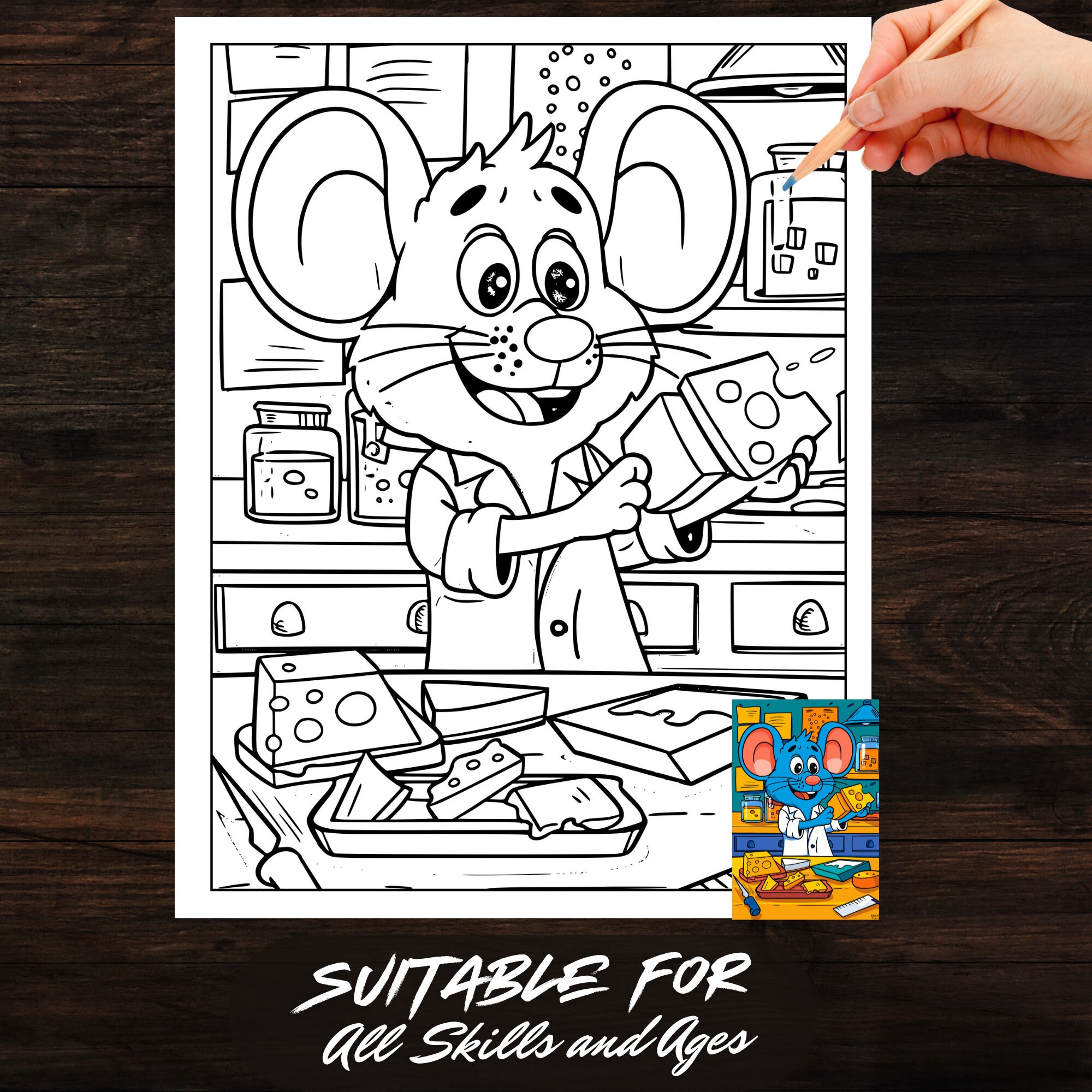 Delicious Cheese Mouse Adventure Coloring Book: 50 Coloring Pages of ...