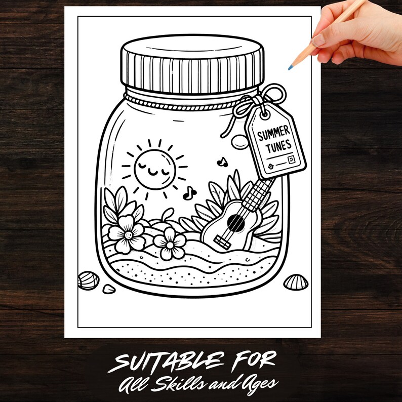 Summer in a Bottle Coloring Book: 50 PDF Print Friendly Pages, Beach ...