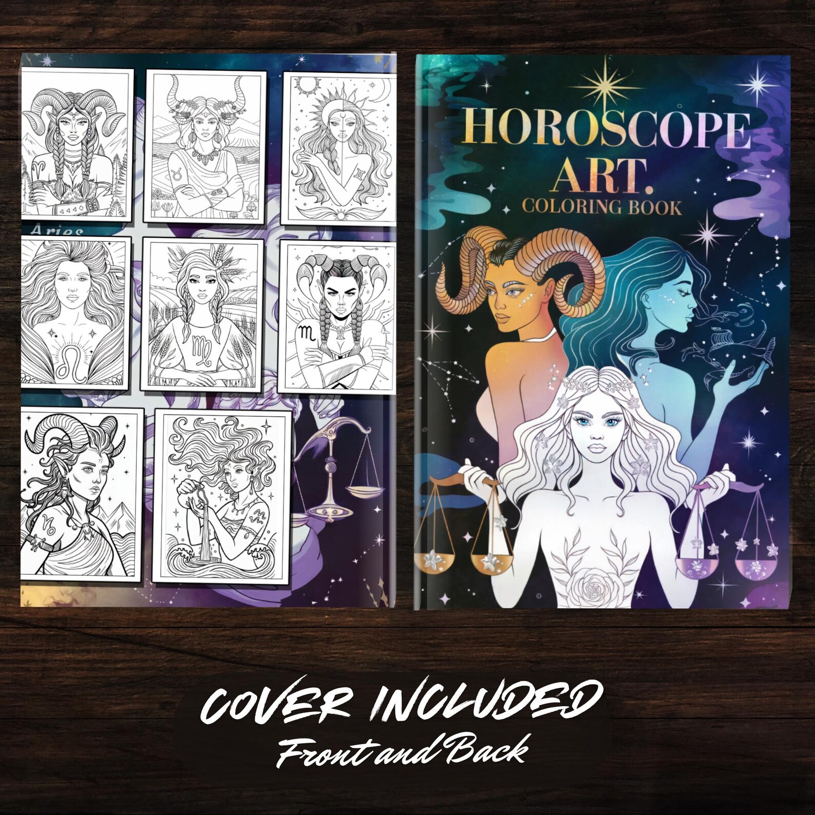 Horoscope Art Coloring Book : 50 Zodiac Signs Print at Home Coloring ...