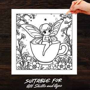 Tea Cup Fairy Coloring Book: 50 Coloring Pages of Miniature Fairies in ...