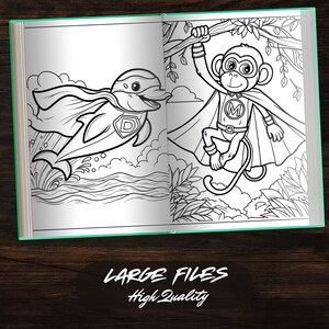 Cute Safari Superhero Animals Coloring Book: 50 Bold and Easy Coloring ...