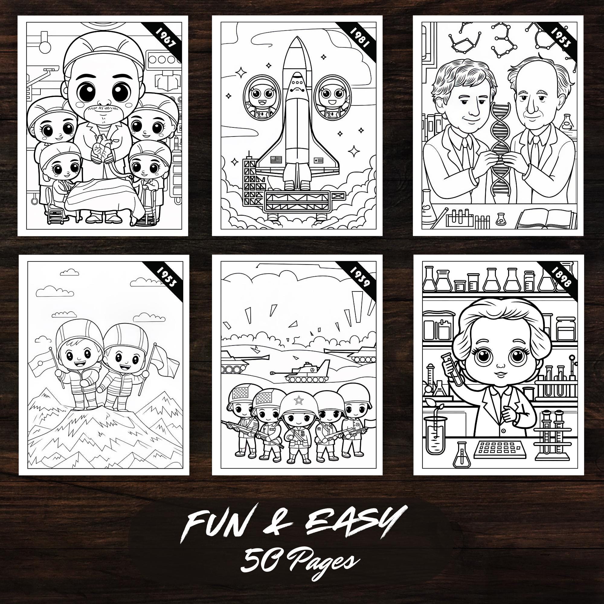 Historical Precious Moments Kawaii Coloring Book: 50 Important Events ...