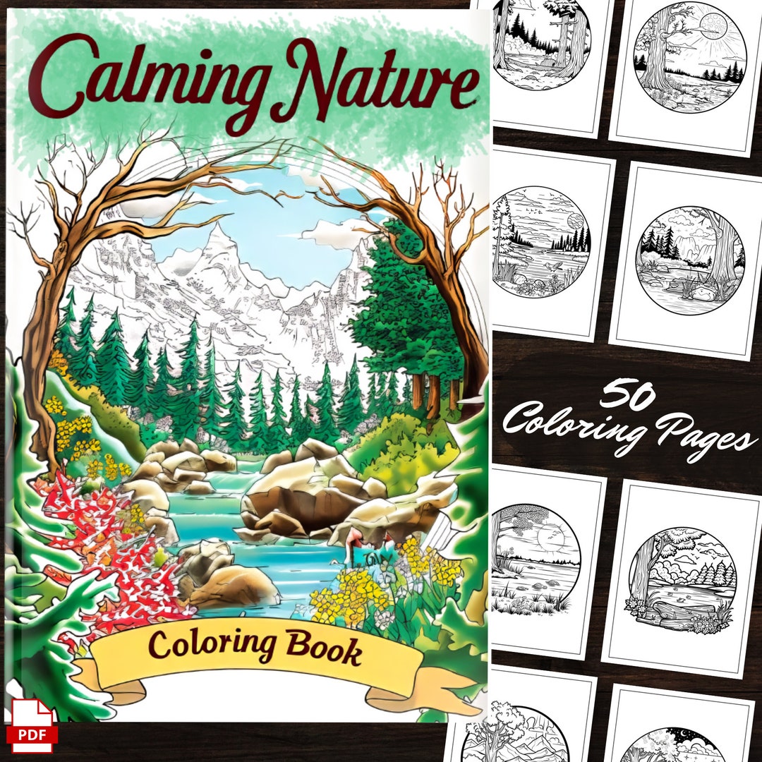 Calming Nature Zen Coloring Book : 50 Printable Coloring Pages of ...