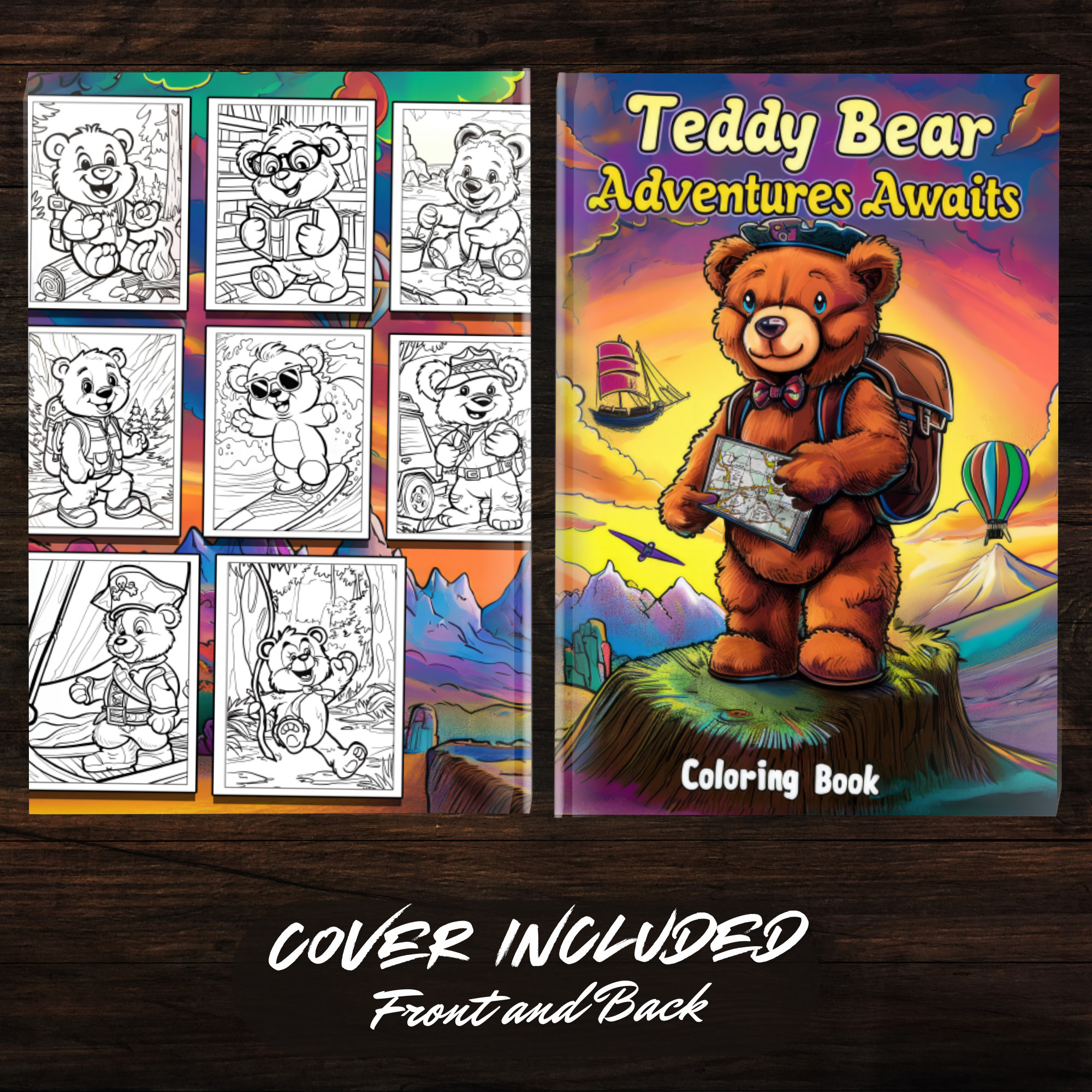 Teddy Bear Adventures Awaits Coloring Book: 50 Around the World Cute ...