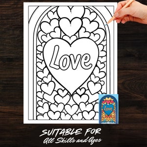 Love Coloring Book: 50 Coloring Pages of Heart Art - Adult Coloring ...