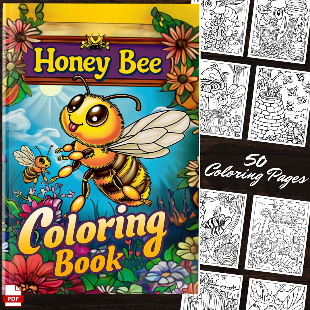 Honey Bee Art Coloring Book : 50 Cute & Easy Coloring Pages for All ...