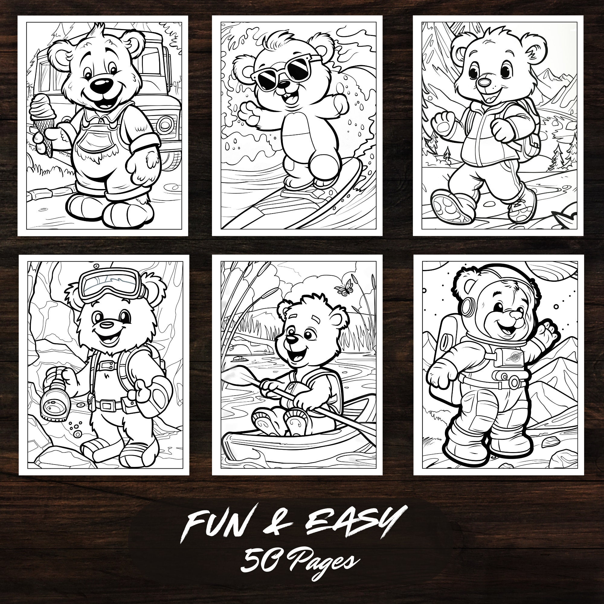 Teddy Bear Adventures Awaits Coloring Book: 50 Around the World Cute ...