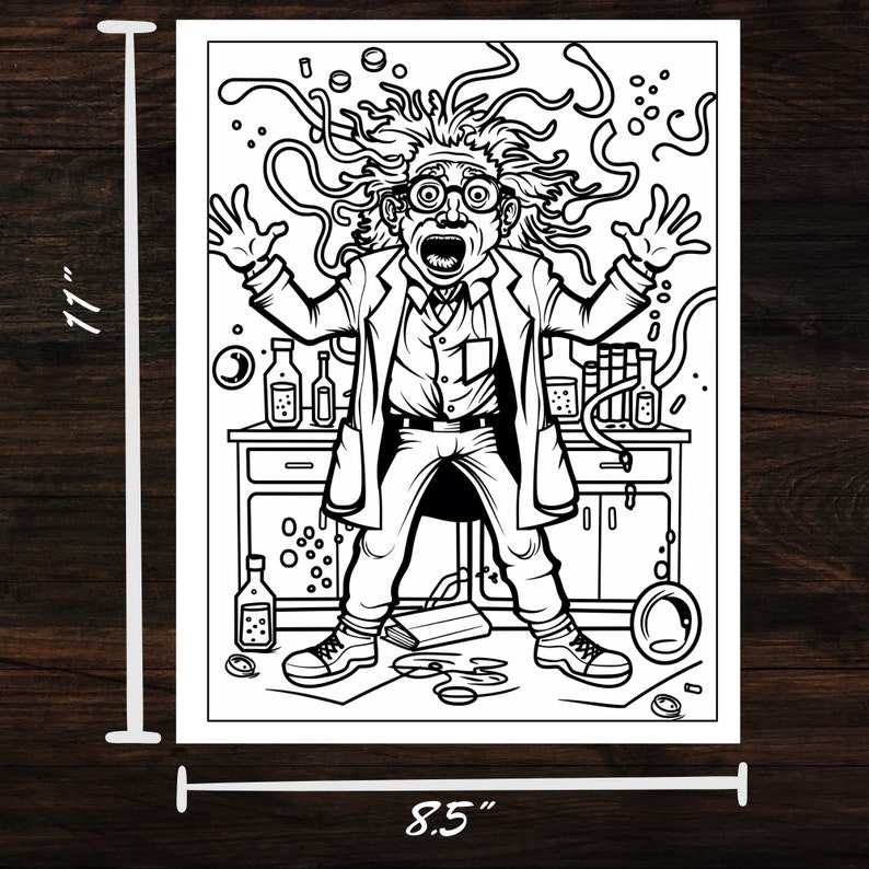 Mad Scientist Coloring Book: 50 Printable Coloring Pages Fun Science ...