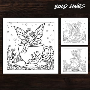 Tea Cup Fairy Coloring Book: 50 Coloring Pages of Miniature Fairies in ...