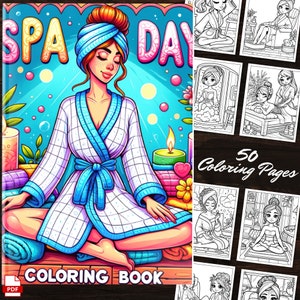 Spa Day Girls Coloring Book: 50 Printable Coloring Pages of Girls Spa ...