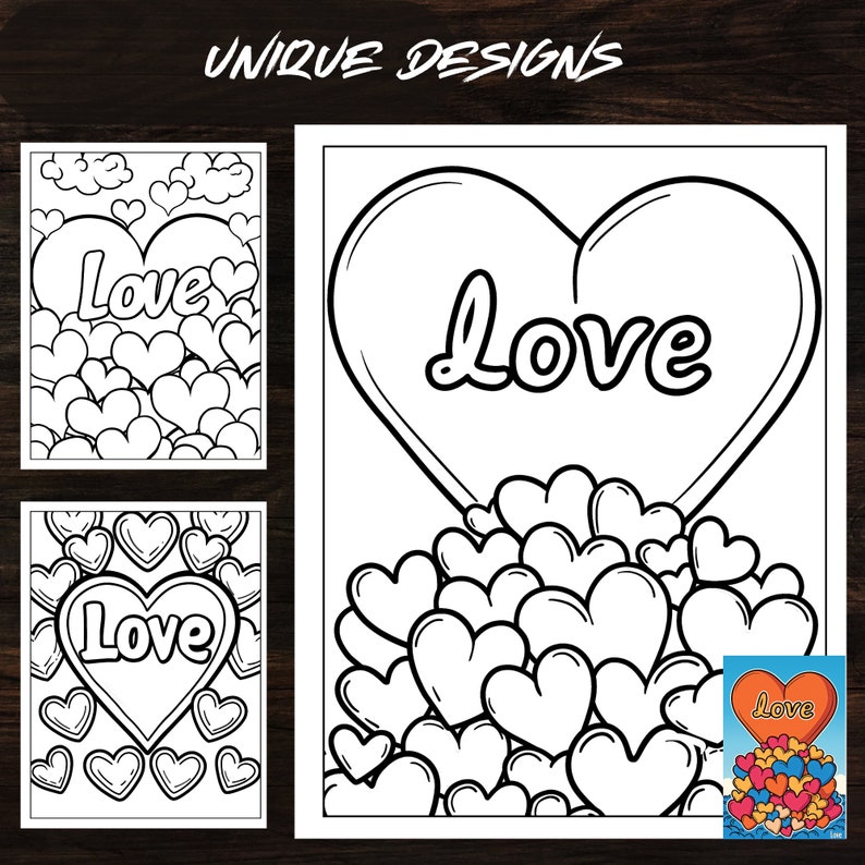 Love Coloring Book: 50 Coloring Pages of Heart Art - Adult Coloring ...