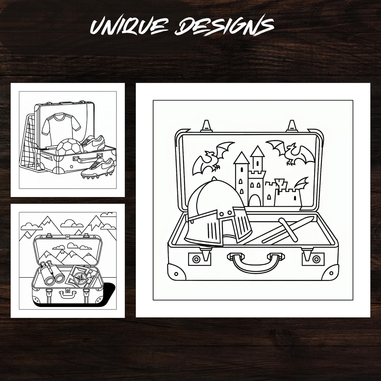 Luggage Adventures Coloring Book: 50 Cute Coloring Pages Minimalist Art ...