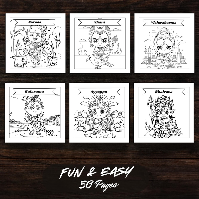 Hindu Mythology Coloring Book: 50 Chibi Style Pages of Hindu Gods ...