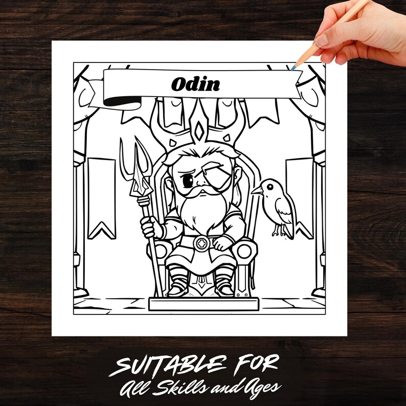 Norse Mythology Chibi Art Cute Coloring Book: 50 Line Art Coloring ...