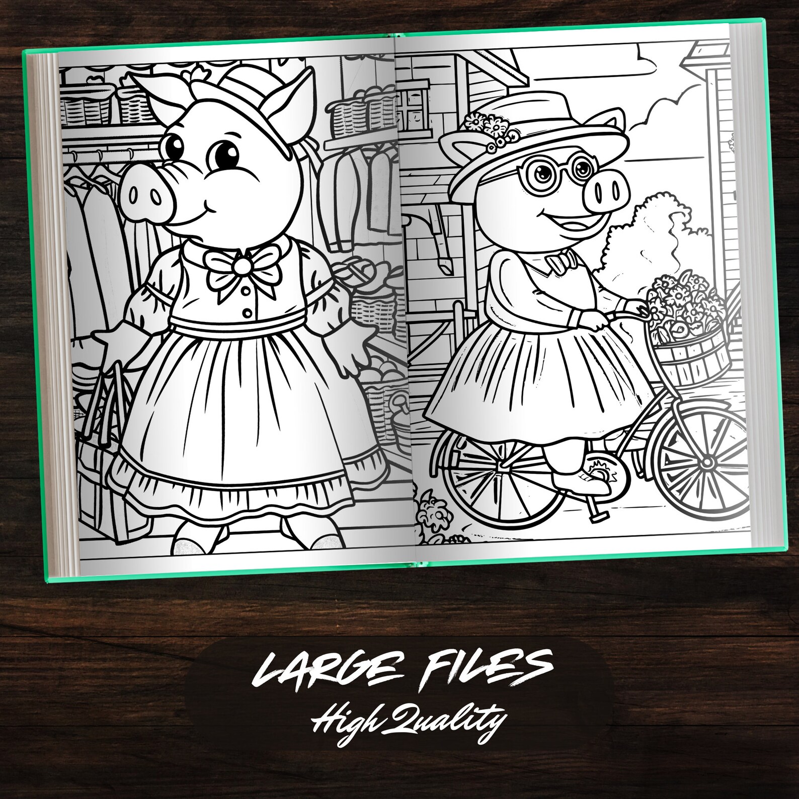 Madame Piggy Coloring Book: 50 Printable Pages of Posh Pigs Vintage Art ...