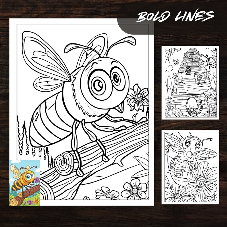 Honey Bee Art Coloring Book : 50 Cute & Easy Coloring Pages for All ...