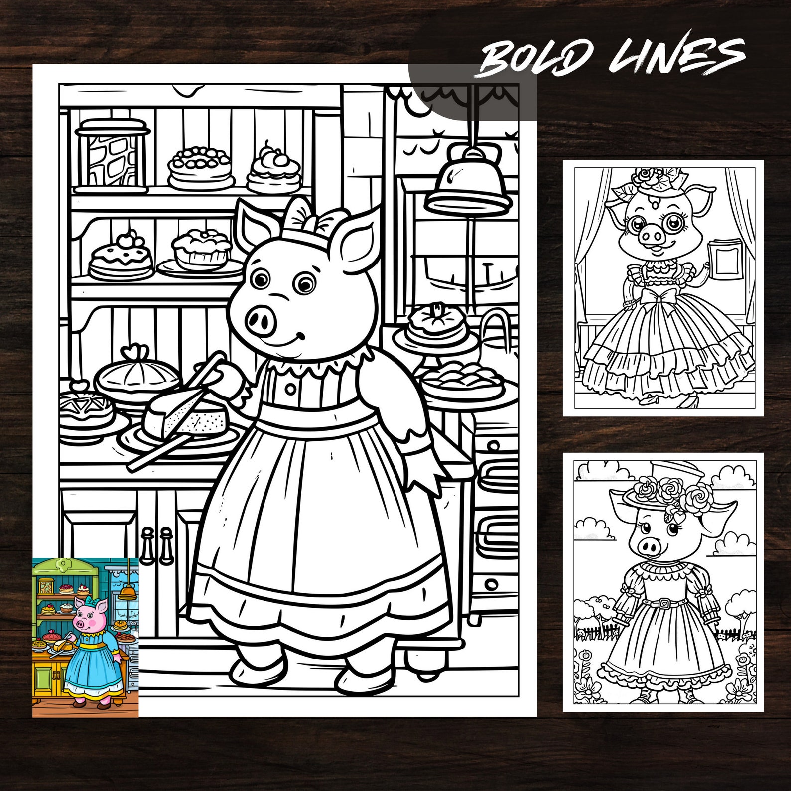 Madame Piggy Coloring Book: 50 Printable Pages of Posh Pigs Vintage Art ...