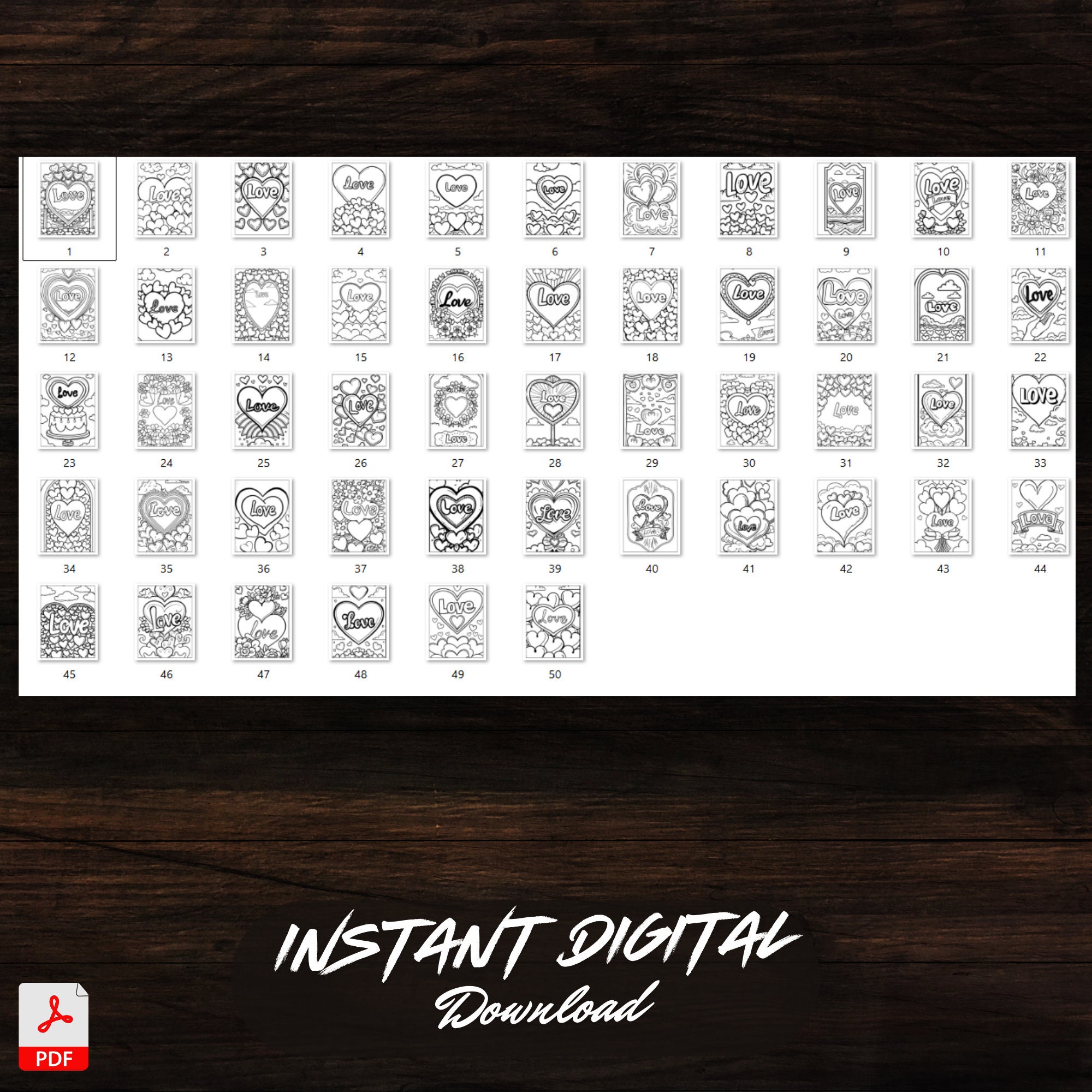 Love Coloring Book: 50 Coloring Pages of Heart Art Adult Coloring Book ...